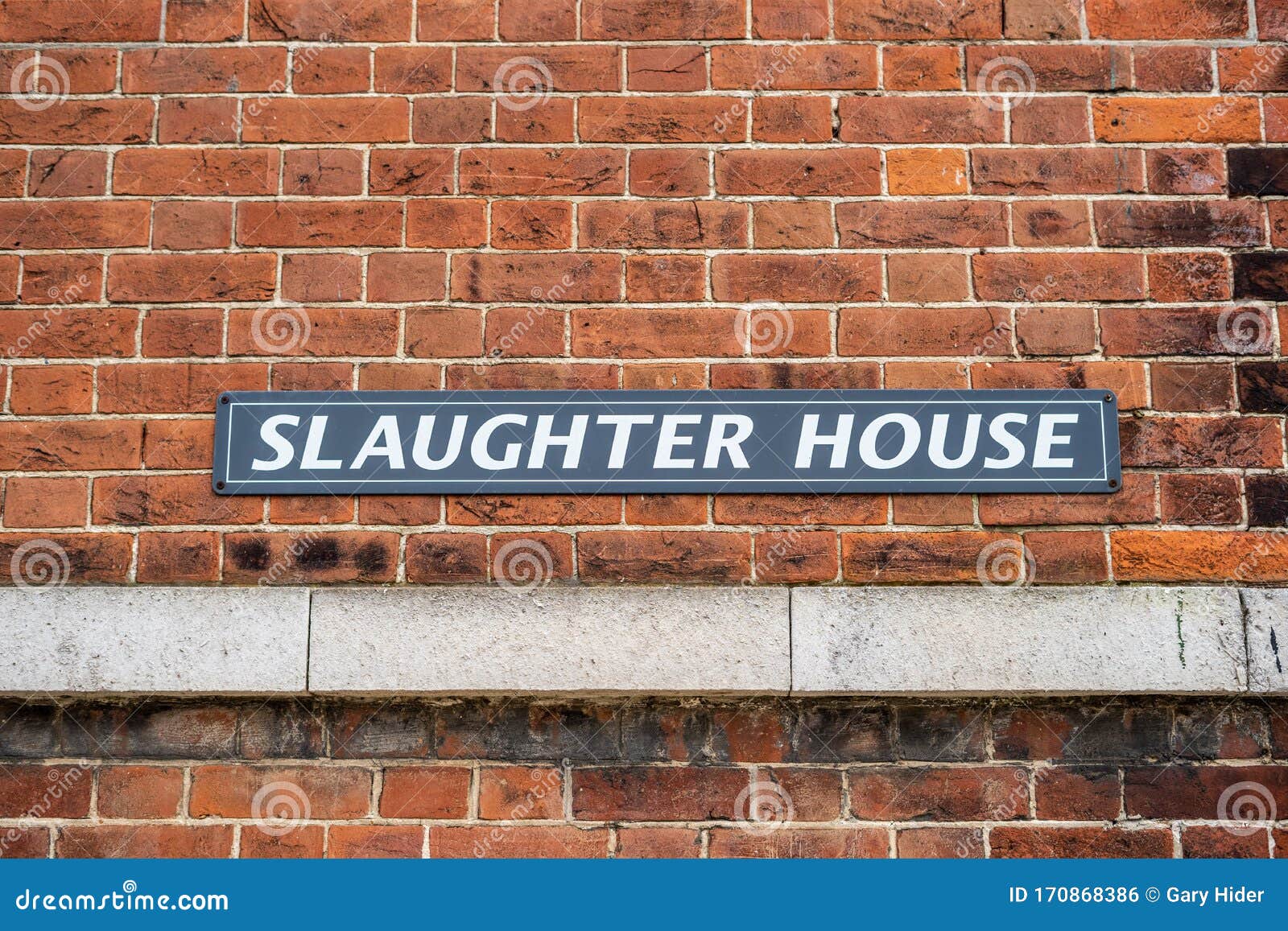 A Sign Reading Slaughter House on a Brick Building Stock Photo - Image ...