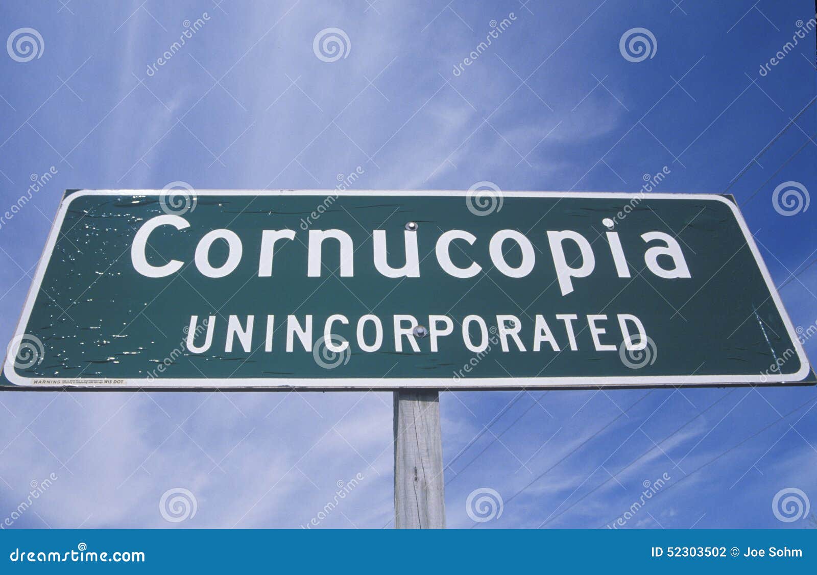 A Sign that Reads Cornucopia Unincorporated Stock Photo - Image of ...