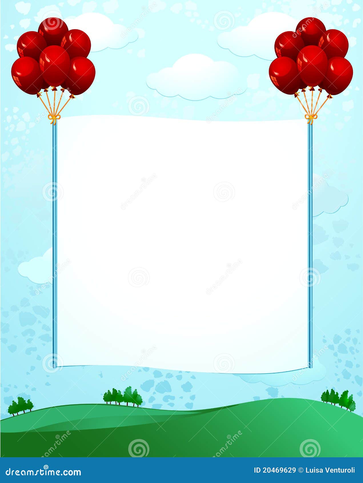 Sign with red balloons stock illustration. Illustration of balloon ...