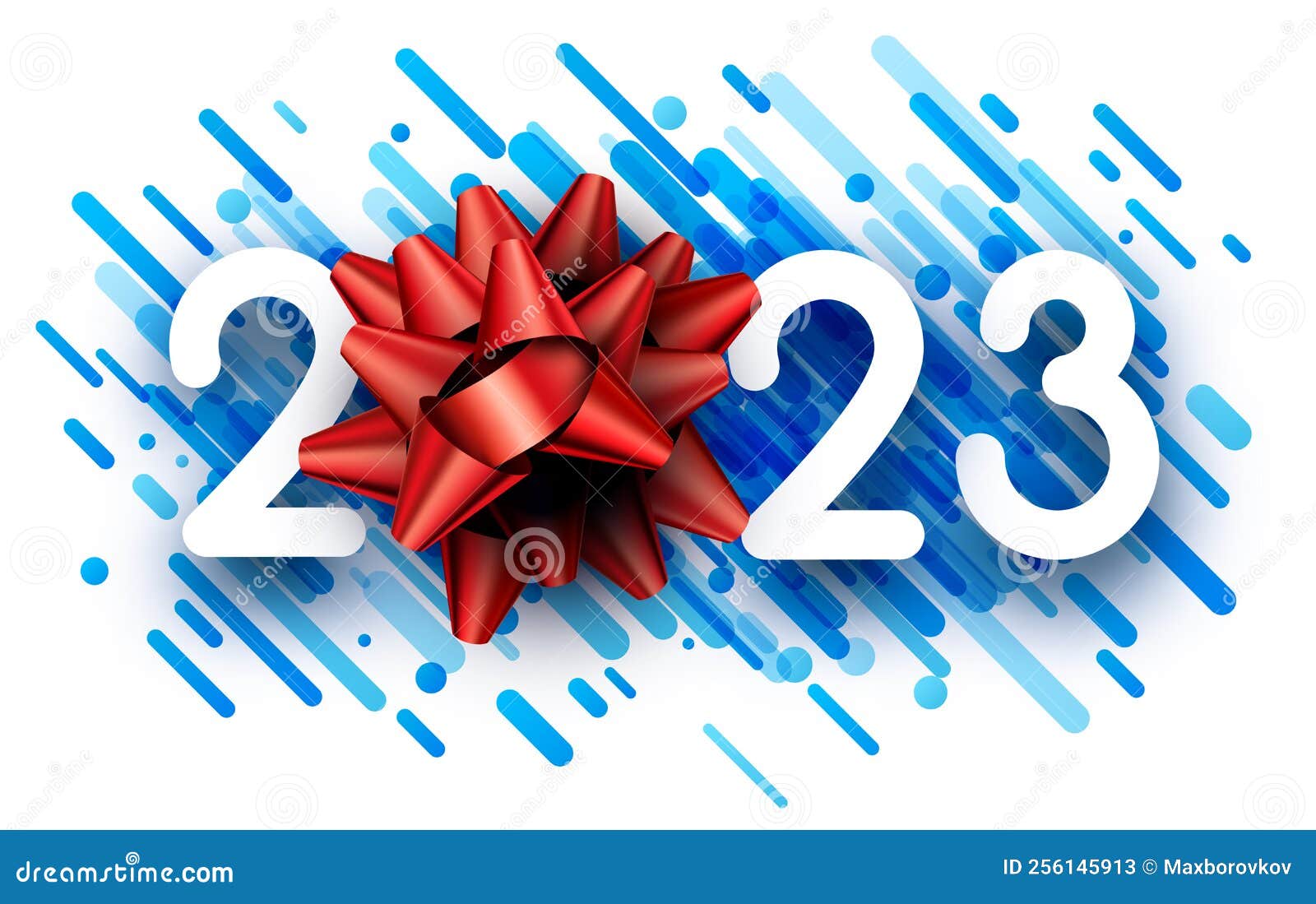 2023 Sign With Bow On Brush Strokes Background Cartoon Vector ...