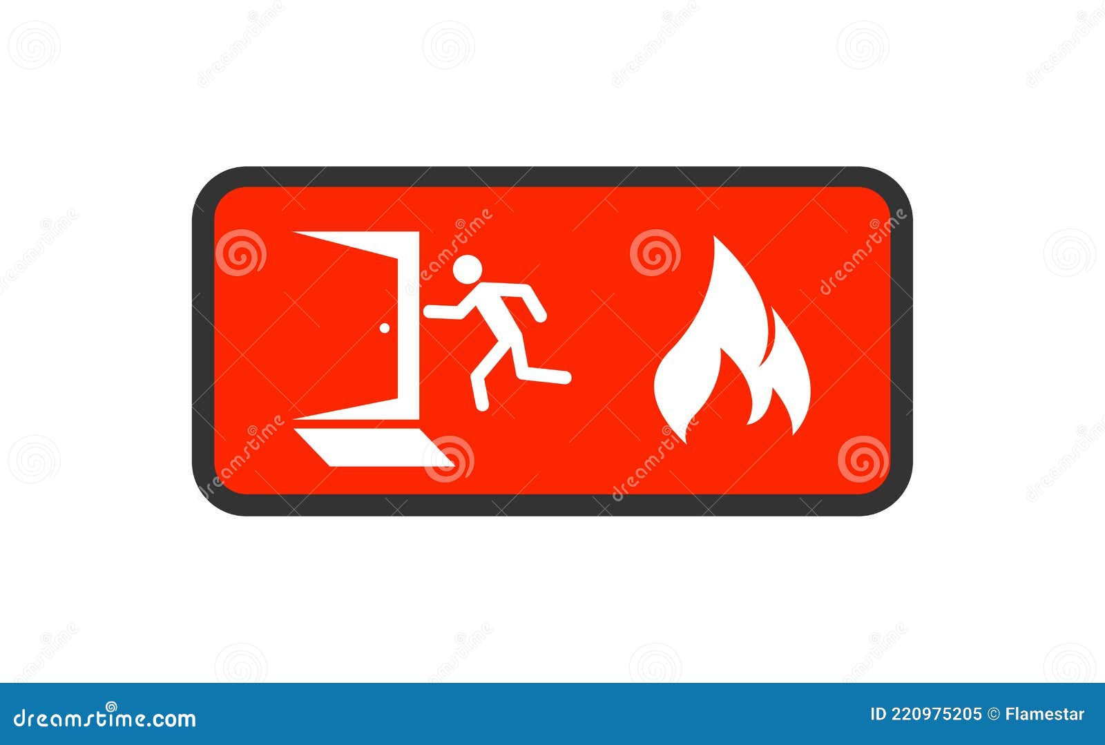 Sign with Red Fire Exit Sign on White Background. Warning Icon ...