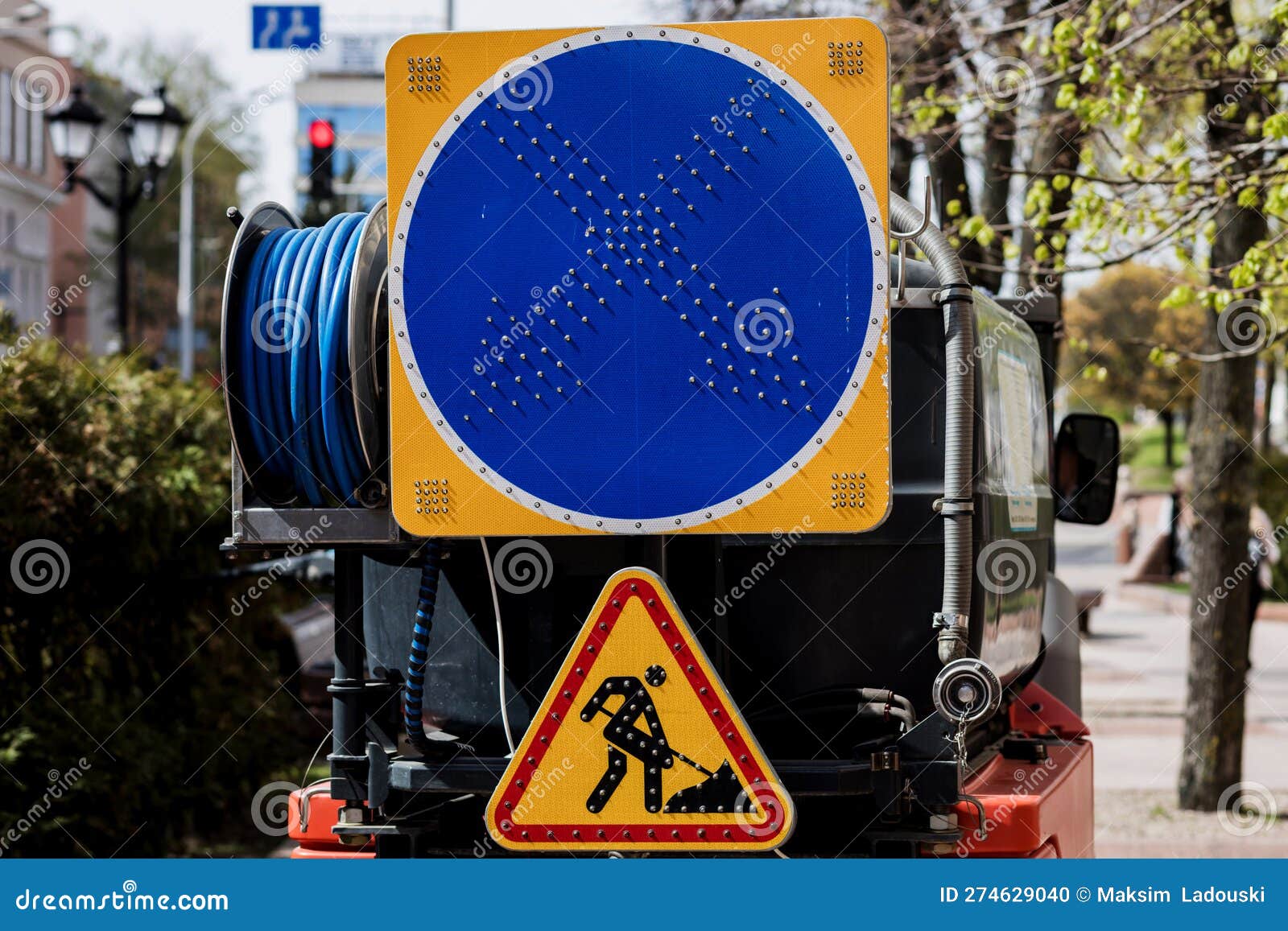 Sign repair work stock photo. Image of utilities, triangle - 274629040