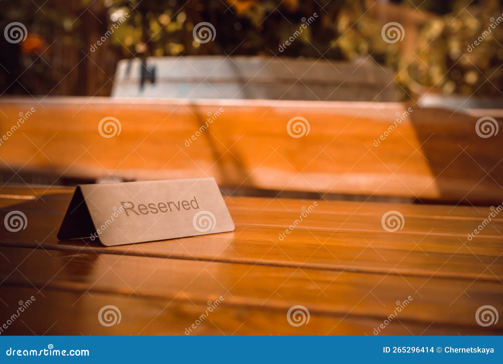 Sign Reserved on Wooden Table in Restaurant. Space for Text Stock Photo ...