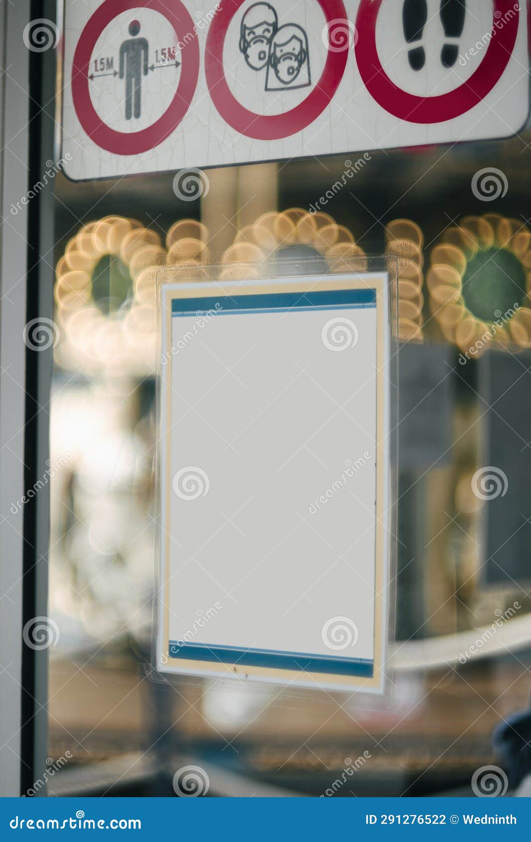 Sign Restaurant Door Handle with Push Sign on Glass Doors. Stock Photo ...