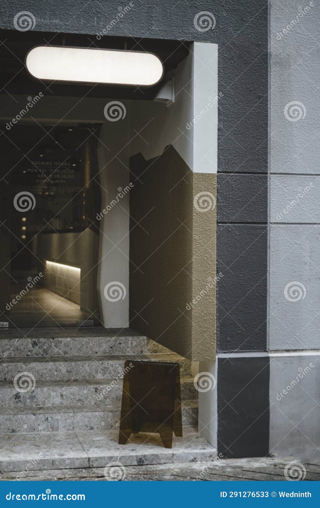 Sign Restaurant Door Handle with Push Sign on Glass Doors. Stock Image ...