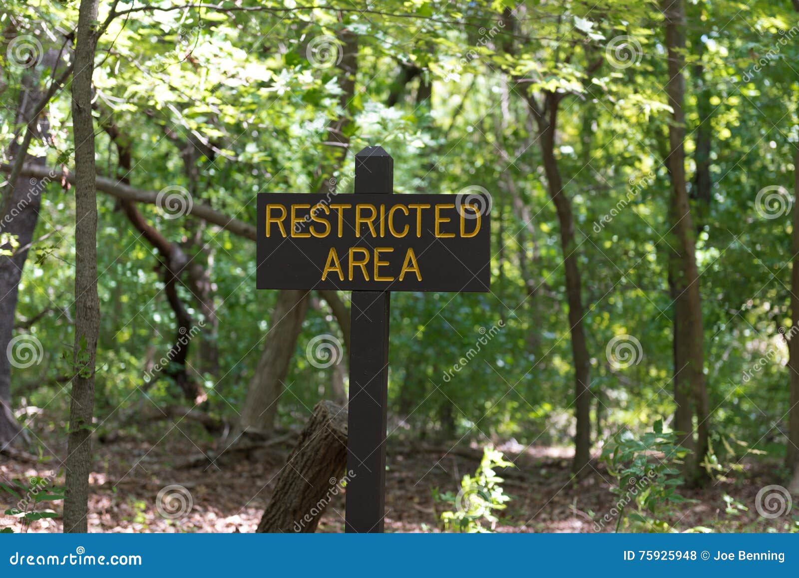 Sign: Restricted Area stock photo. Image of foliage, preserve - 75925948