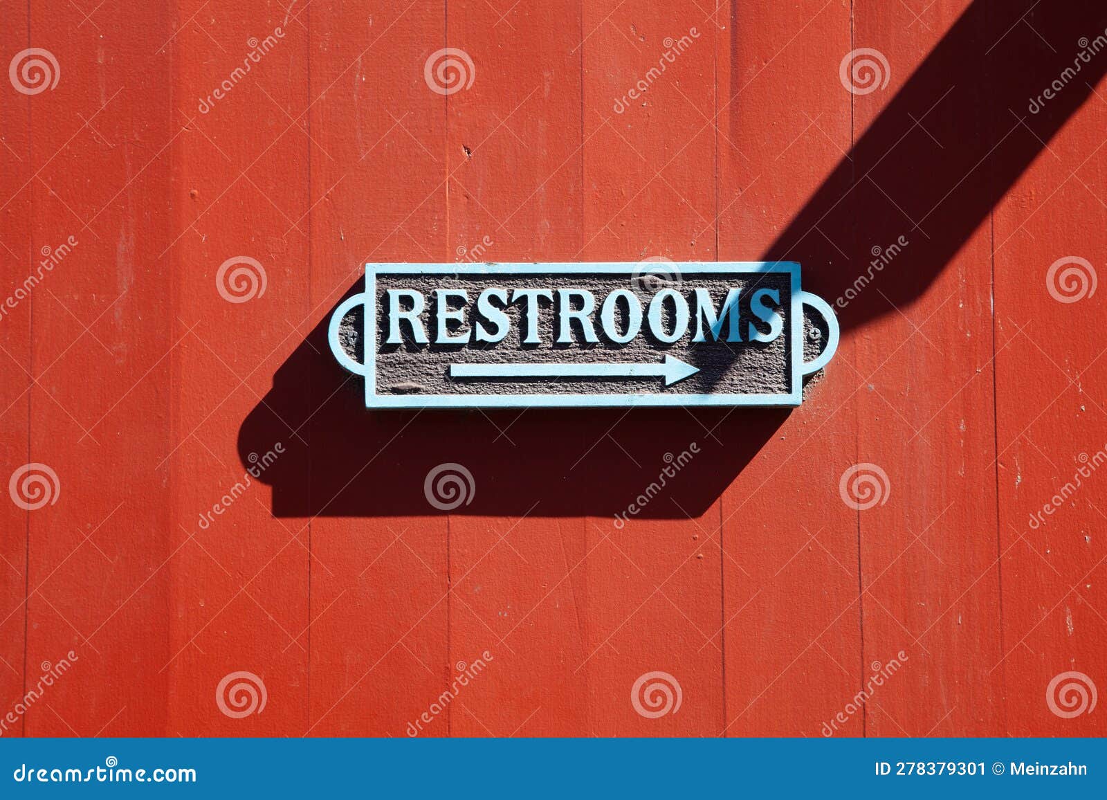 Sign Restroom at a Red Wall with Shadow Stock Image - Image of shadow ...