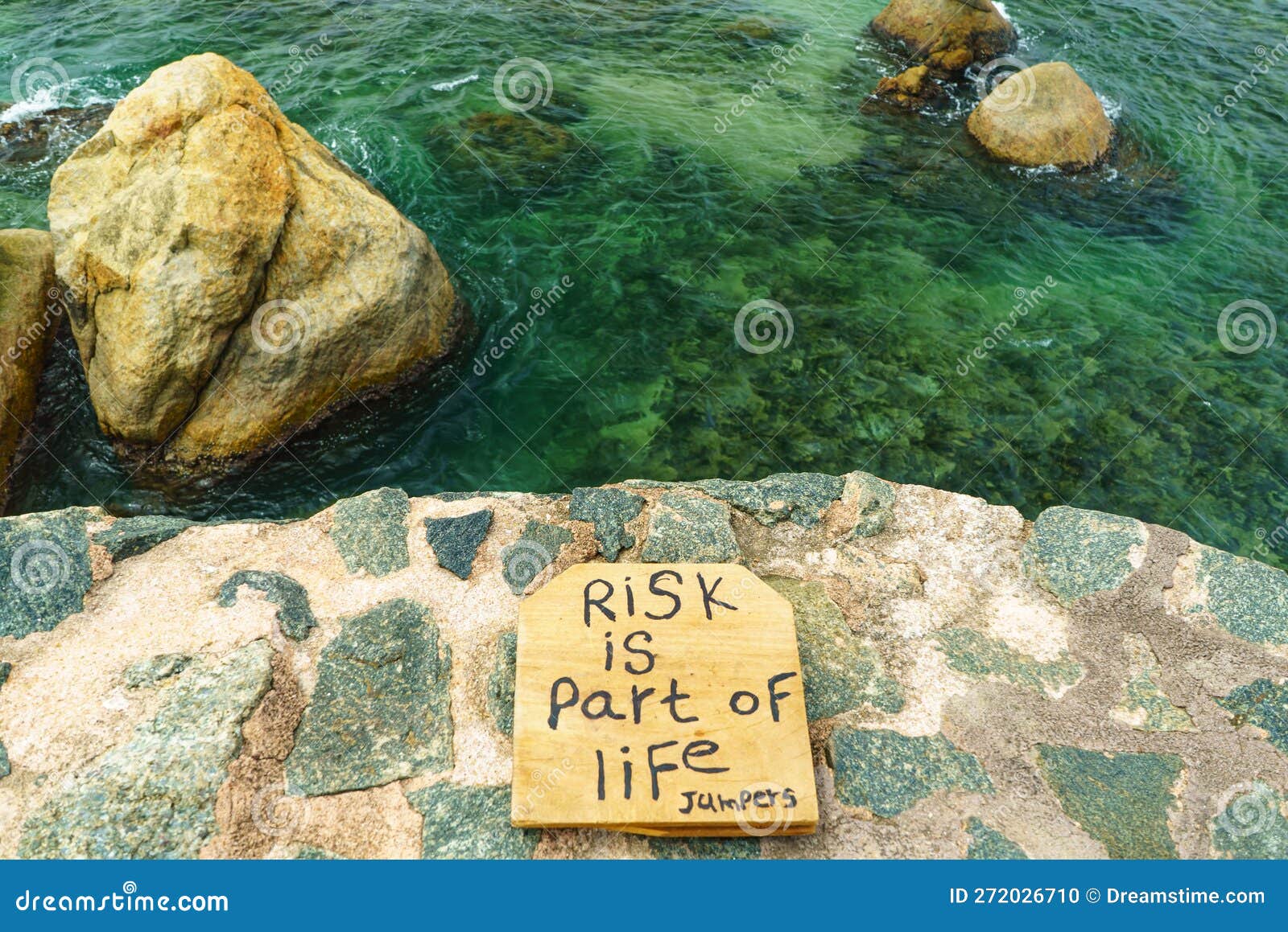 Sign Risk of Life when Jumping into the Water Stock Photo - Image of ...