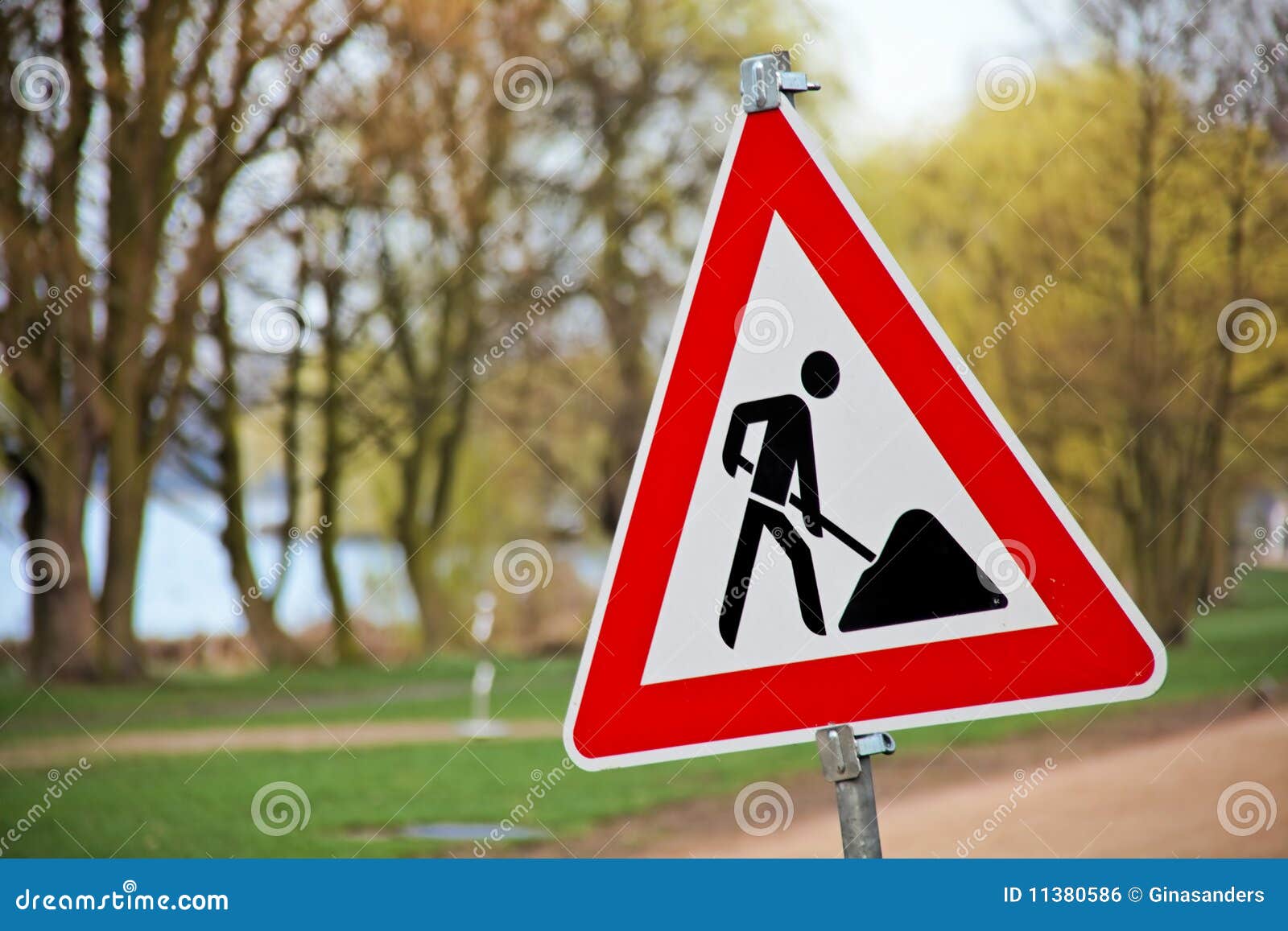 Sign and Road Signs at Construction Site Stock Photo - Image of ...