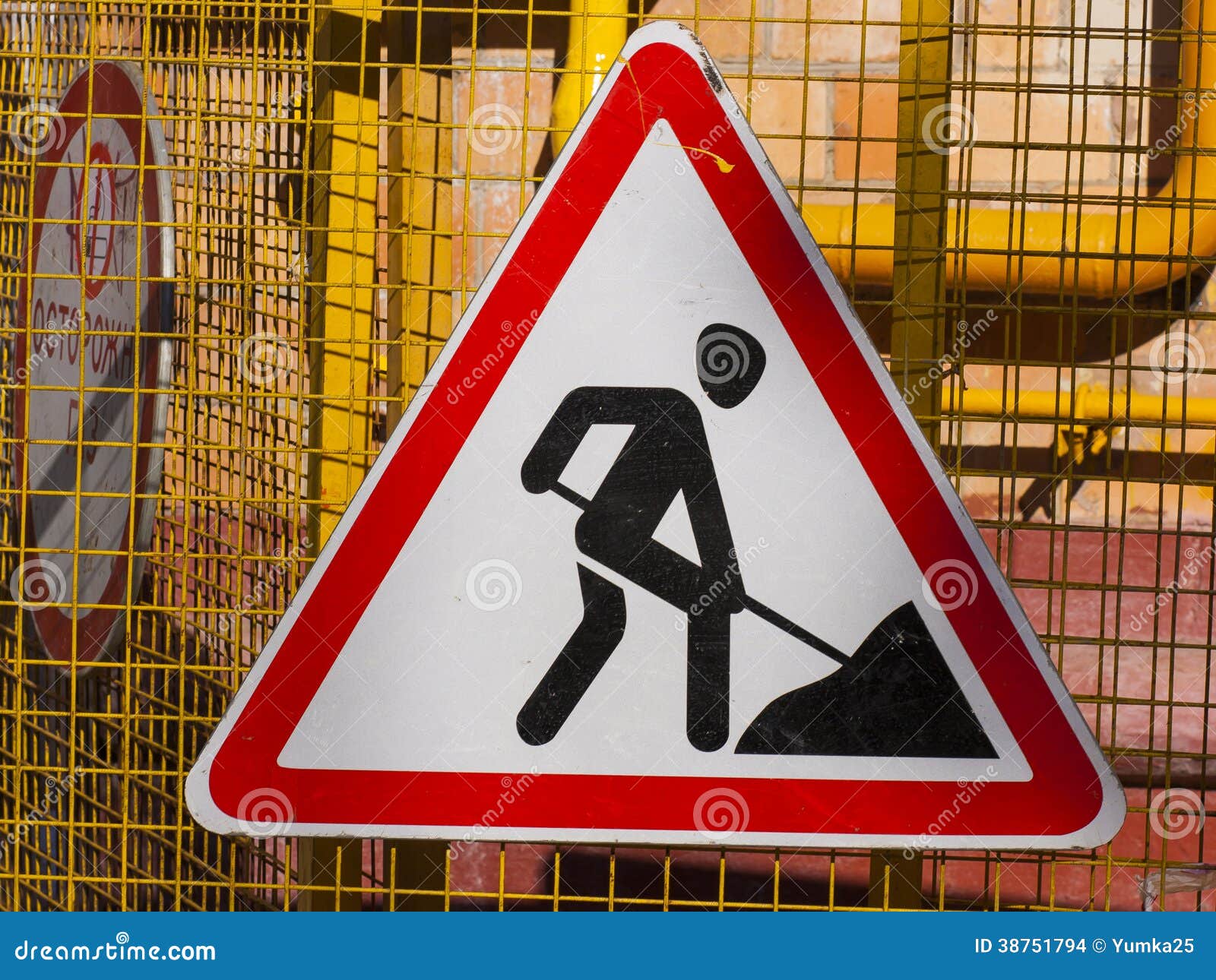 Sign road works stock photo. Image of industry, clipping - 38751794
