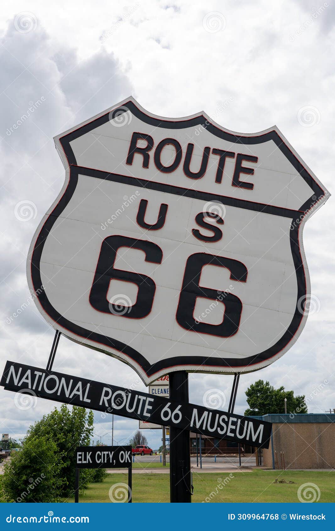 Sign for Route 66 in El Reno, USA. Stock Photo - Image of sign, black ...