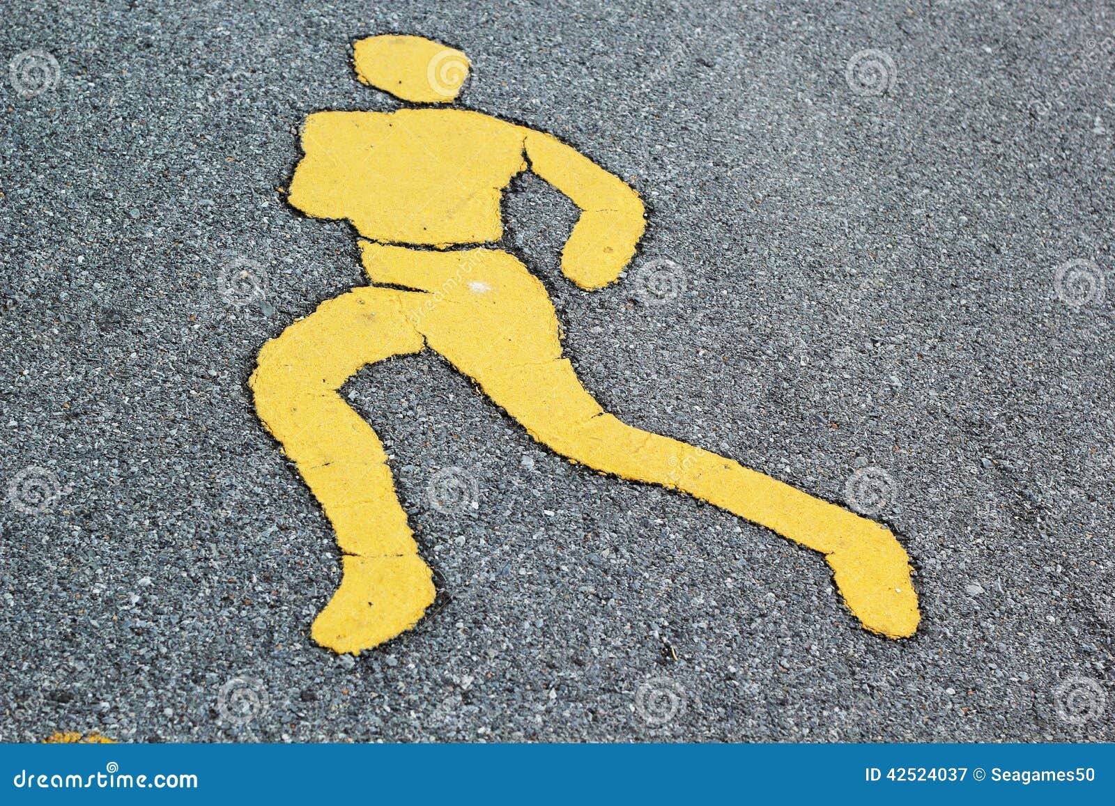 Sign Runners Yellow on Road Stock Image - Image of sprint, road: 42524037