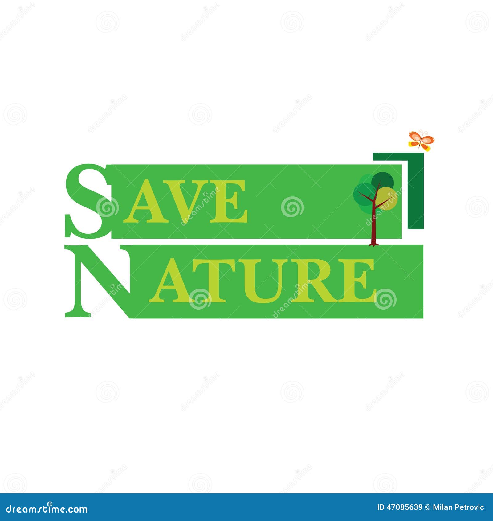 Sign for Save Nature with Tree Illustration Stock Vector - Illustration ...