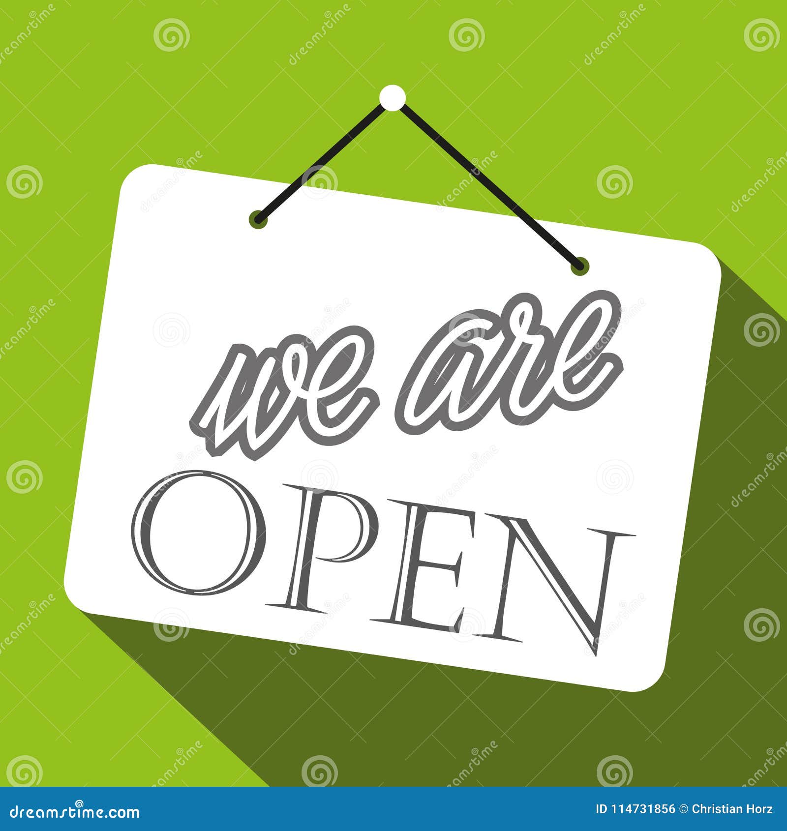 Sign saying we are open stock vector. Illustration of store - 114731856