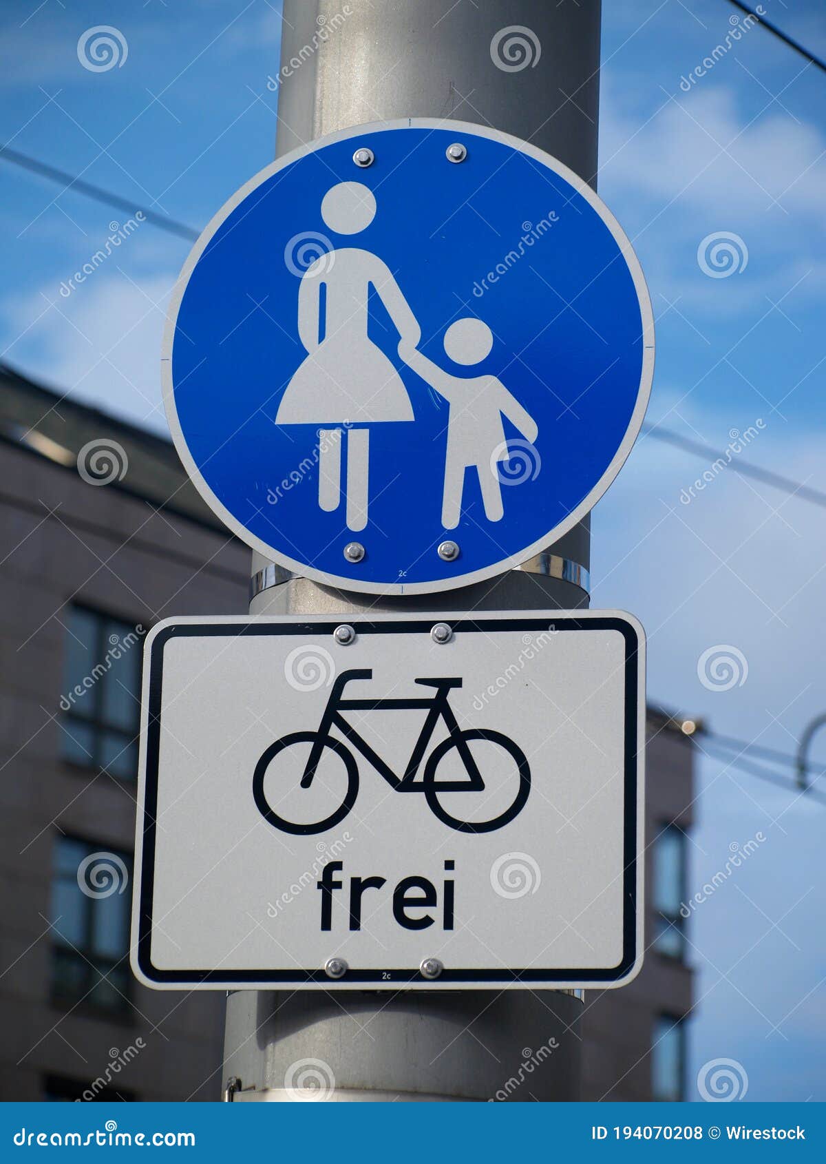 Sign Saying Sidewalk for Pedestrians, Bikes Allowed`` Stock Photo ...