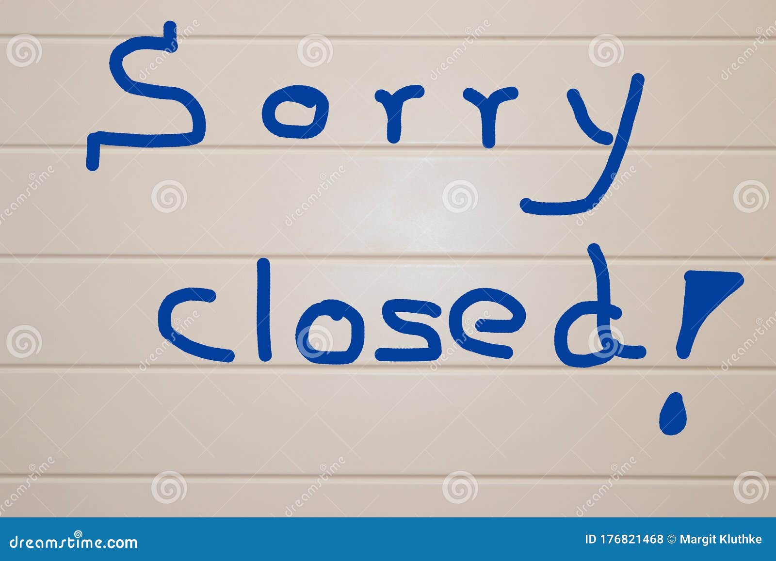 Sign Saying `Sorry Closed` on a Light Background Stock Photo - Image of ...