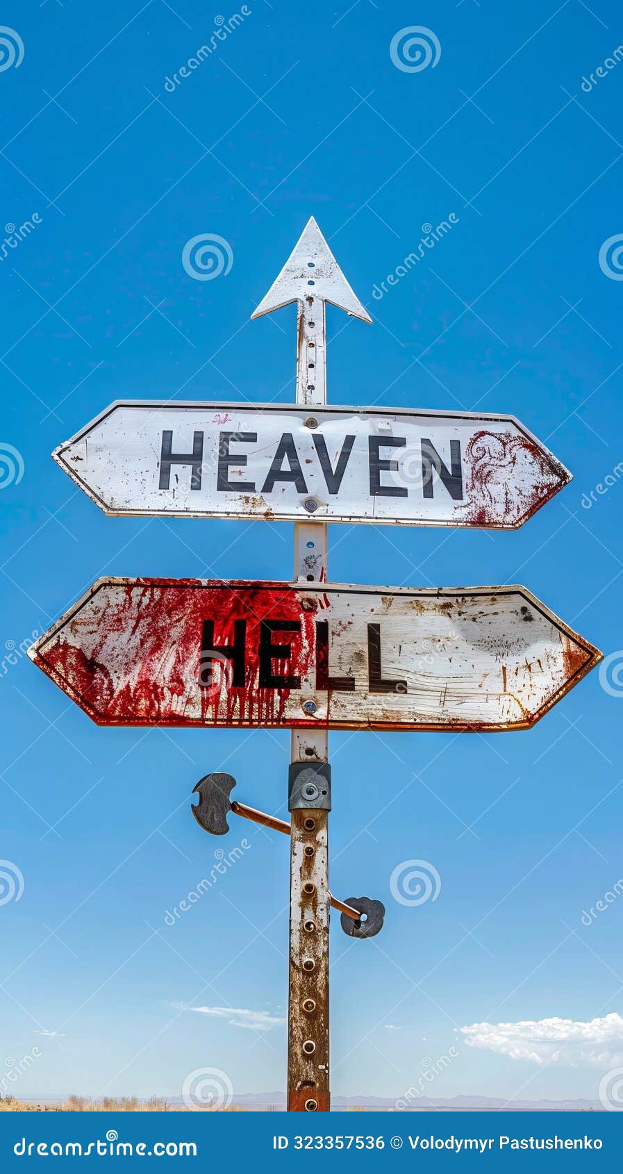 A Sign that Says Heaven and Hell Stock Photo - Image of point ...