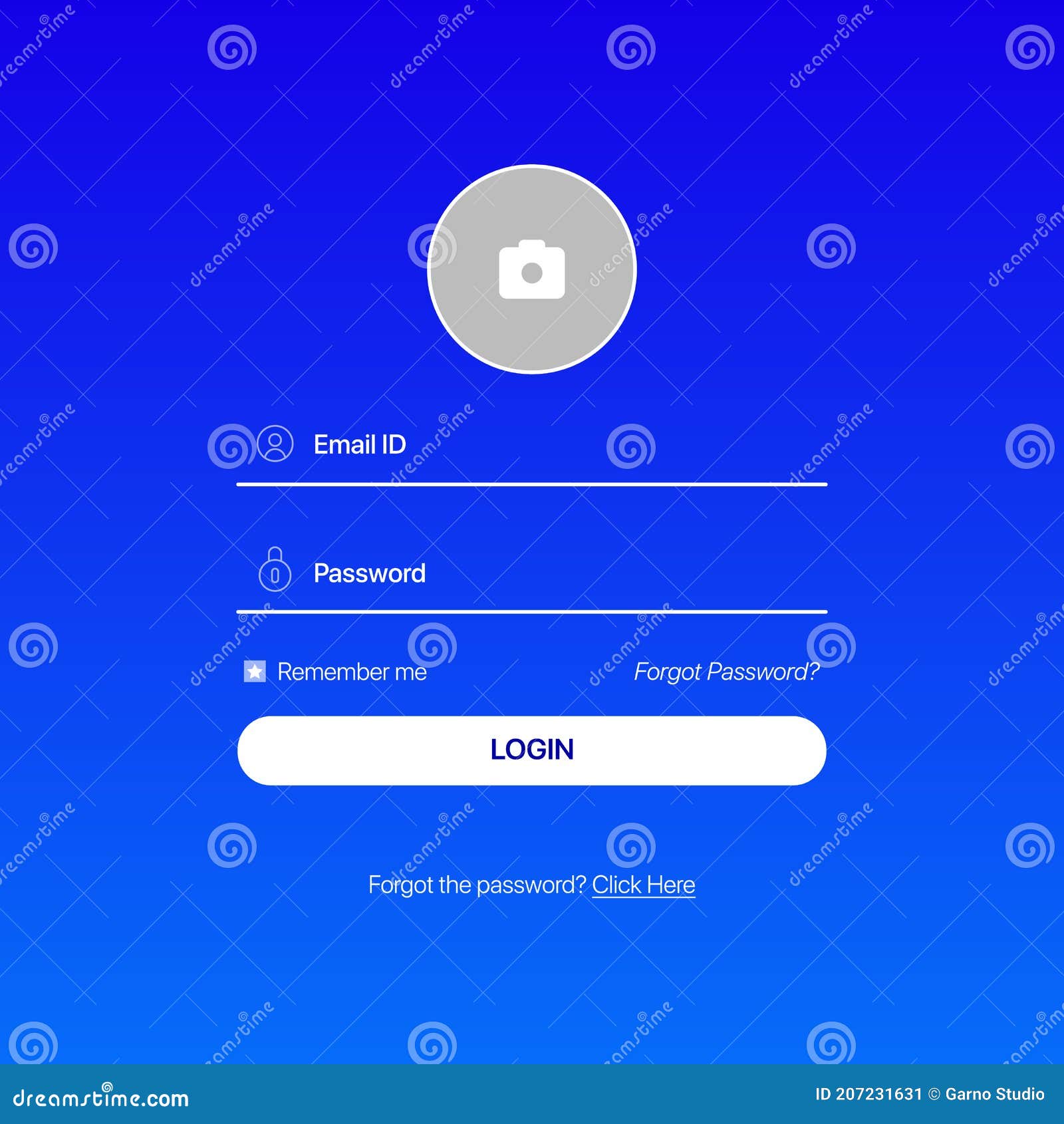Sign in Screen Blue Gradient UI Concept. Authorization Login Form ...