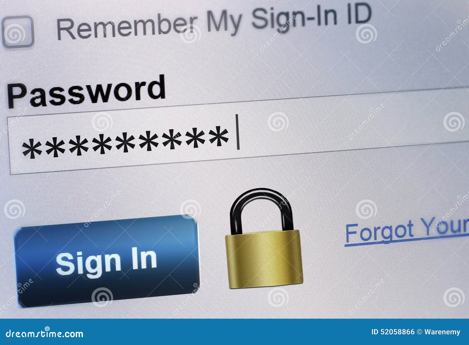 Sign in stock photo. Image of mail, access, screen, security - 52058866