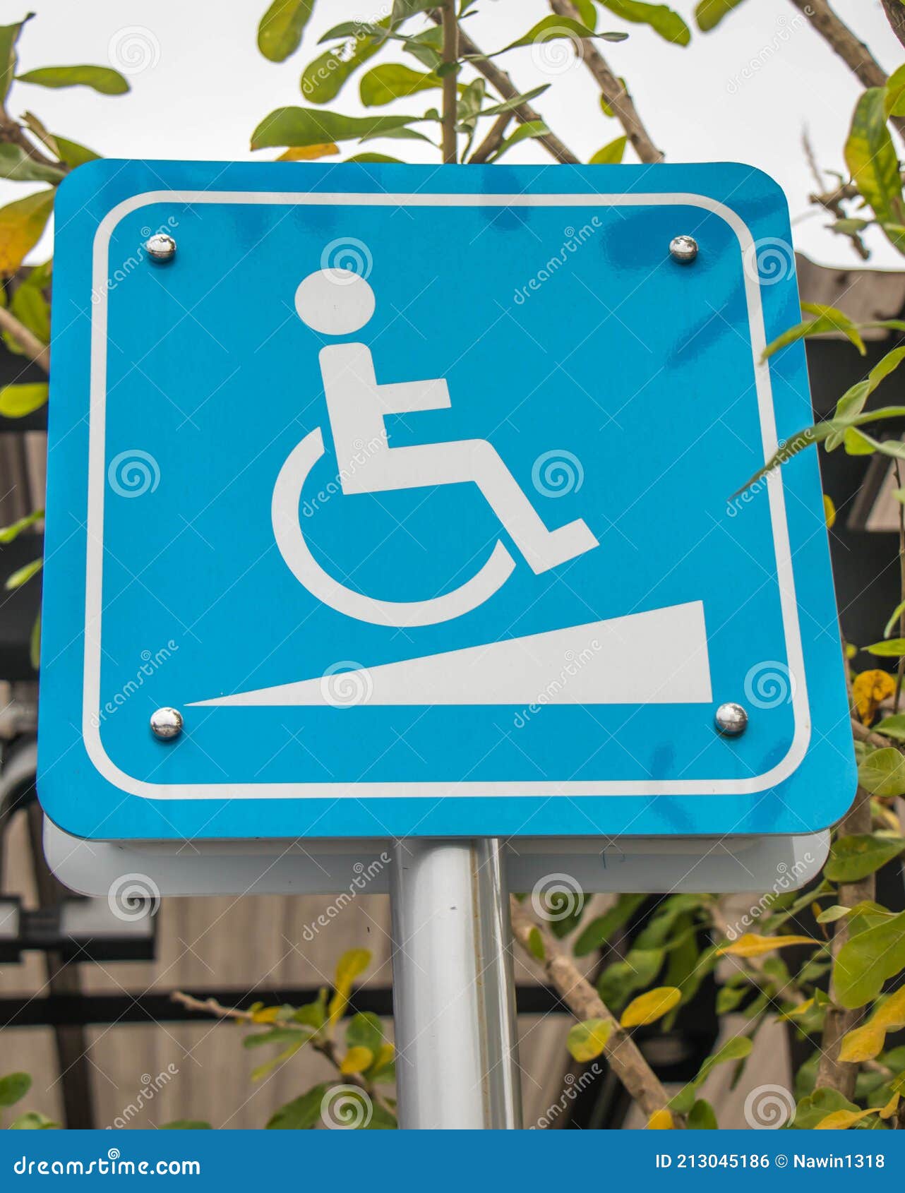 A Sign Showing the Disabled Ramp Way in Public Park Stock Photo - Image ...