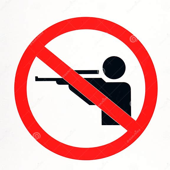 Sign Showing No Shooting Allowed, with White Background Stock ...