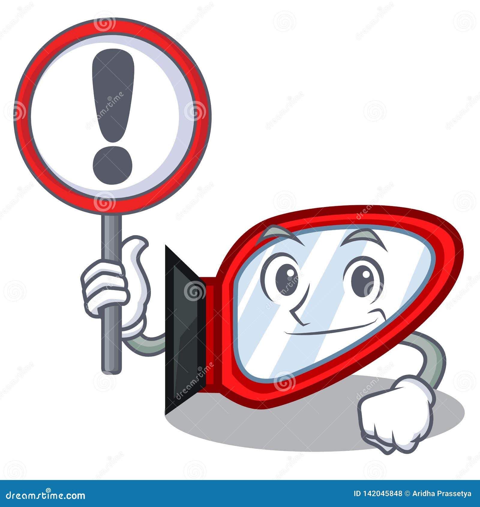 With Sign Side Mirror Isolated with the Character Stock Vector ...