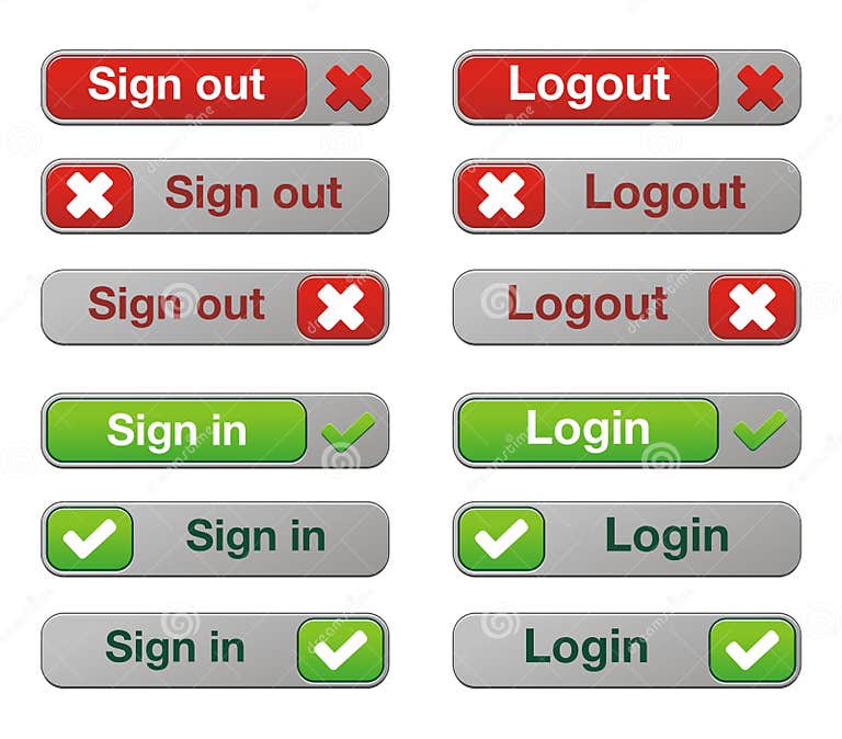 Sign in and Sign Out Buttons Stock Illustration - Illustration of blue ...