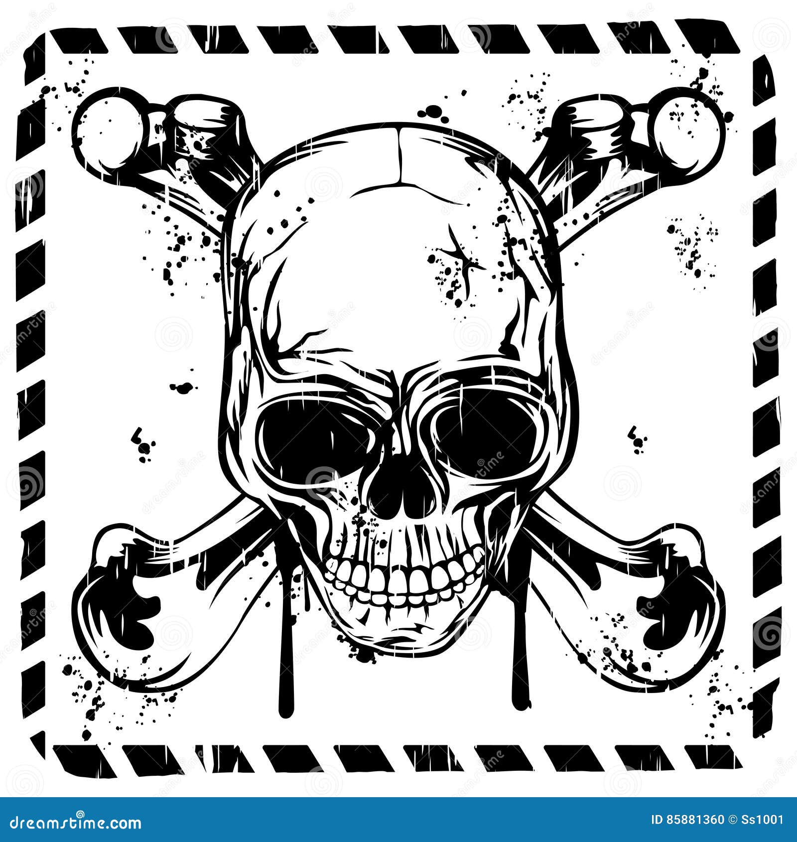 Sign skull and bones stock vector. Illustration of dirty - 85881360