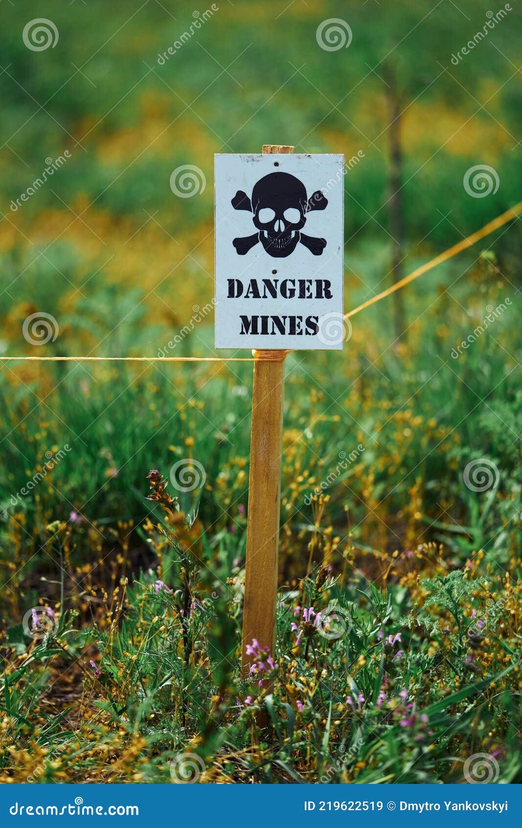 A Sign with a Skull Warning of Danger in a Minefield Stock Image ...