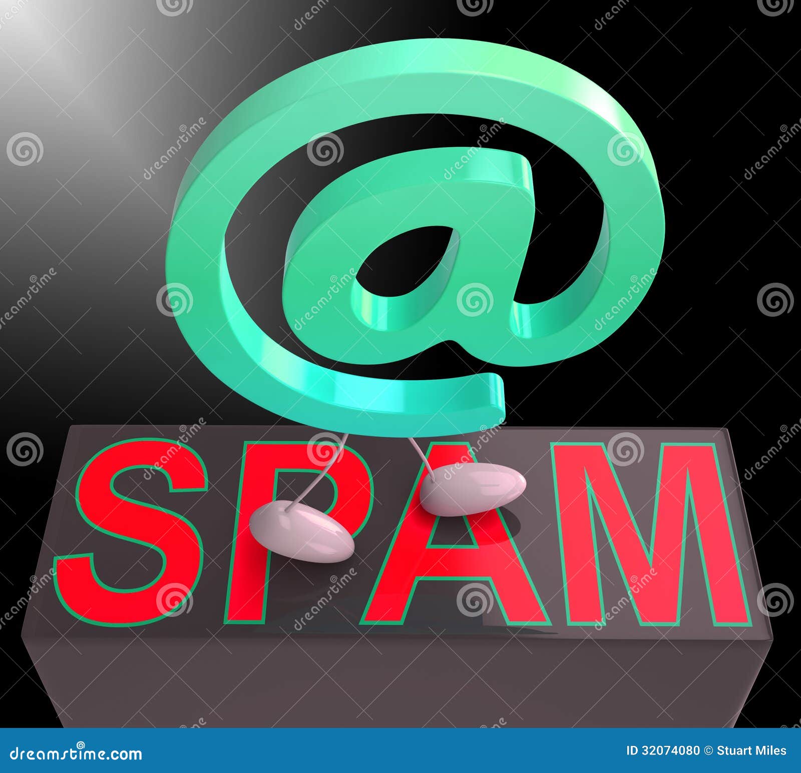At Sign Spam Shows Unwanted Mail Inbox Stock Illustration ...