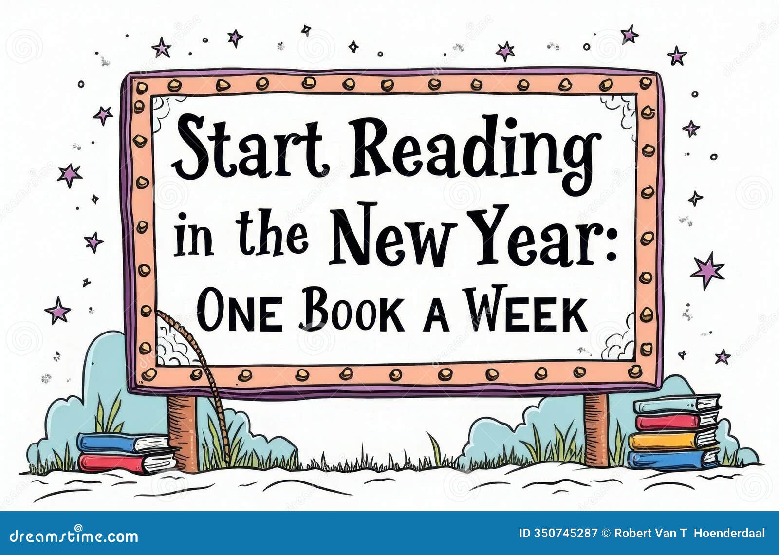 Sign Start Reading One Book a Week in the New Year at 19-12-2024 Stock ...