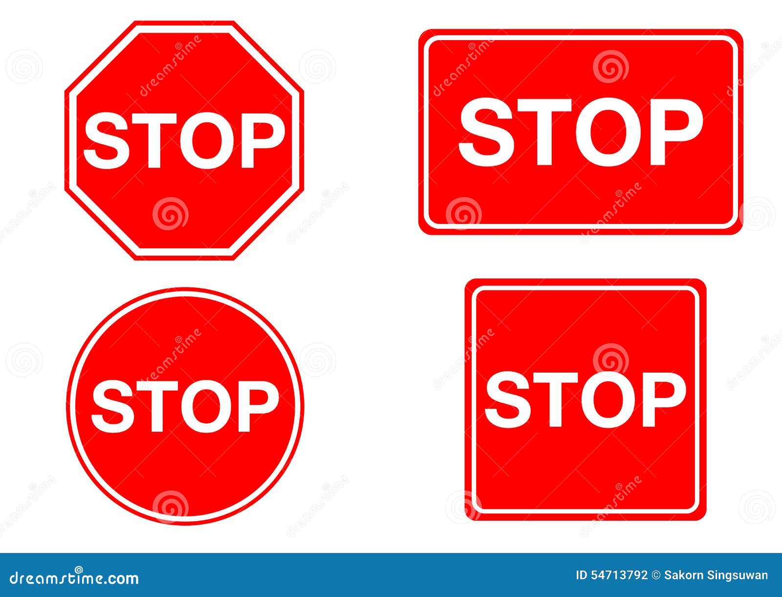 Sign Stop Circle Square Regtangle Octagon Isolated Stock Vector ...