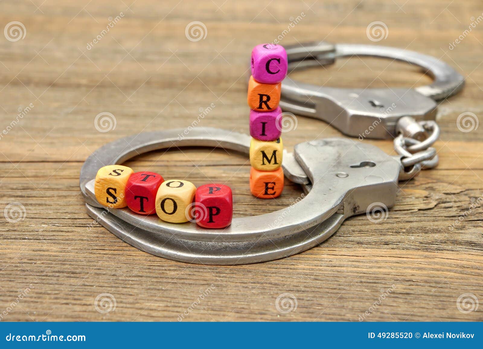 Sign Stop Crime and Handcuffs Stock Photo - Image of placard, criminal ...