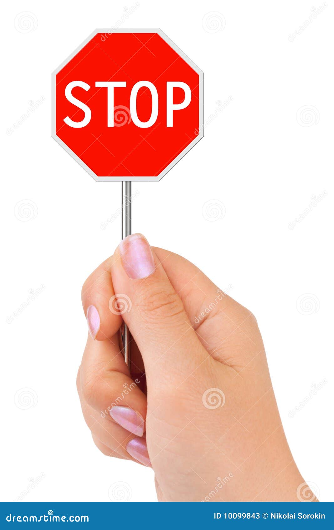 Sign Stop in hand stock image. Image of forbid, safety - 10099843