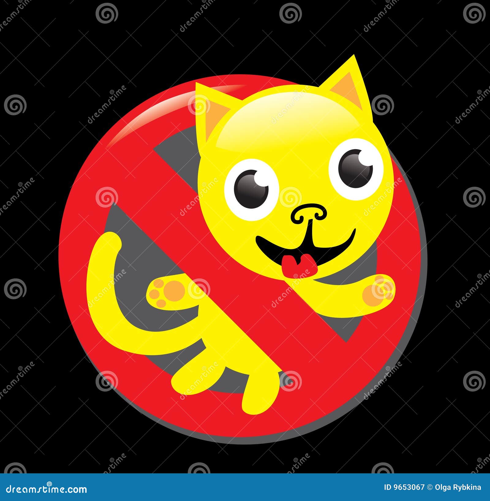 Sign stop no cat stock vector. Illustration of restricted - 9653067