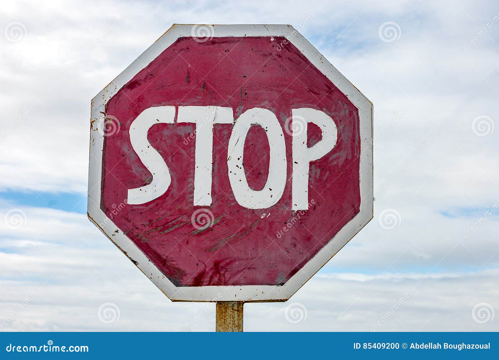 Sign of stop on the road stock photo. Image of working - 85409200