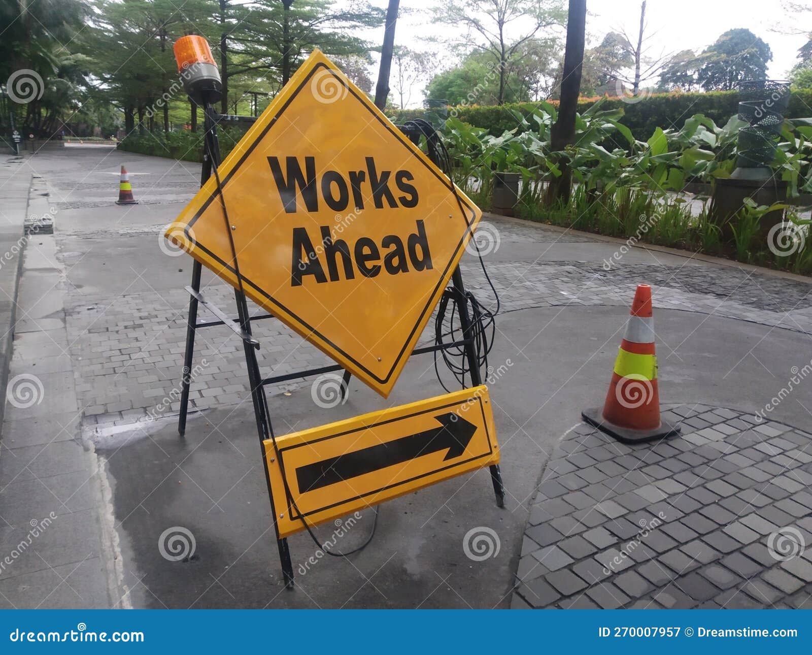 Sign in the Street Contruction Progressions Stock Image - Image of ...