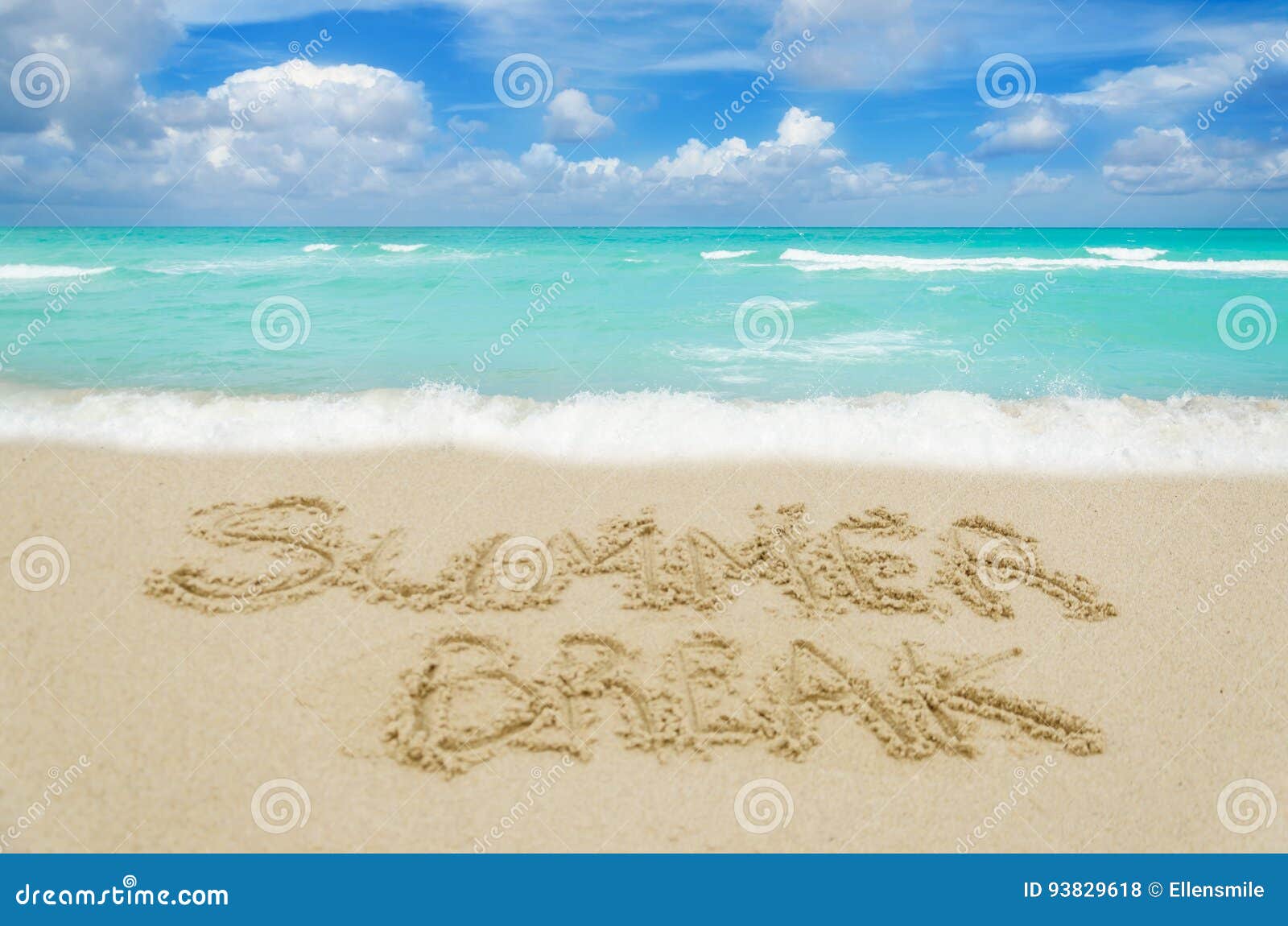 Sign Summer Break on the Sandy Beach Stock Photo - Image of tropical ...