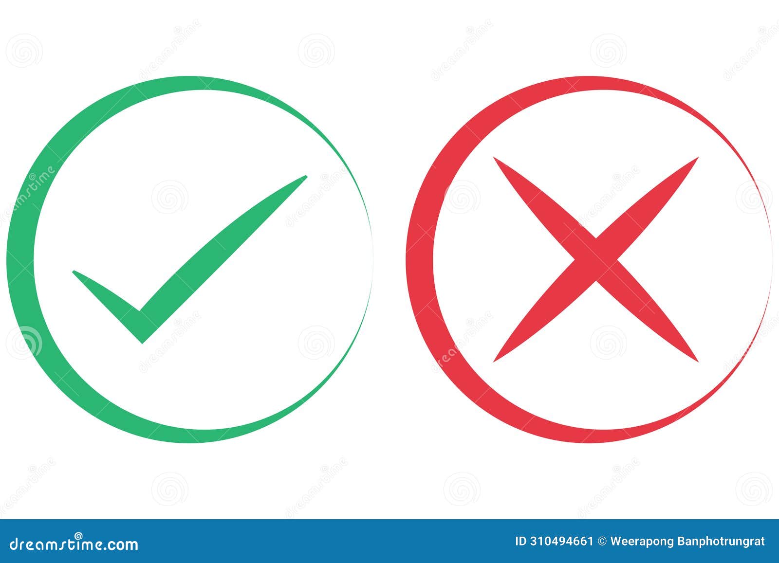 Right and Wrong Icon with Green and Red, Correct and Incorrect Symbol ...