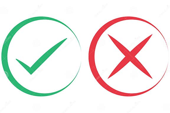 Right and Wrong Icon with Green and Red, Correct and Incorrect Symbol ...
