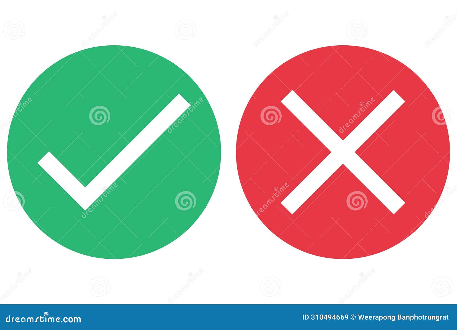 Right and Wrong Icon with Green and Red, Correct and Incorrect Symbol ...
