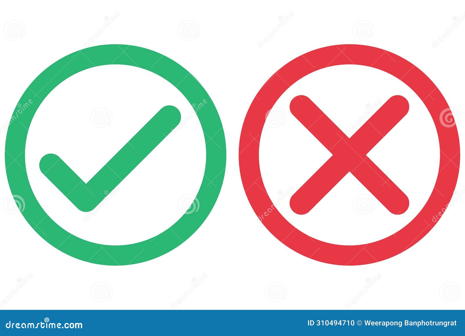 Right and Wrong Icon with Green and Red, Correct and Incorrect Symbol ...
