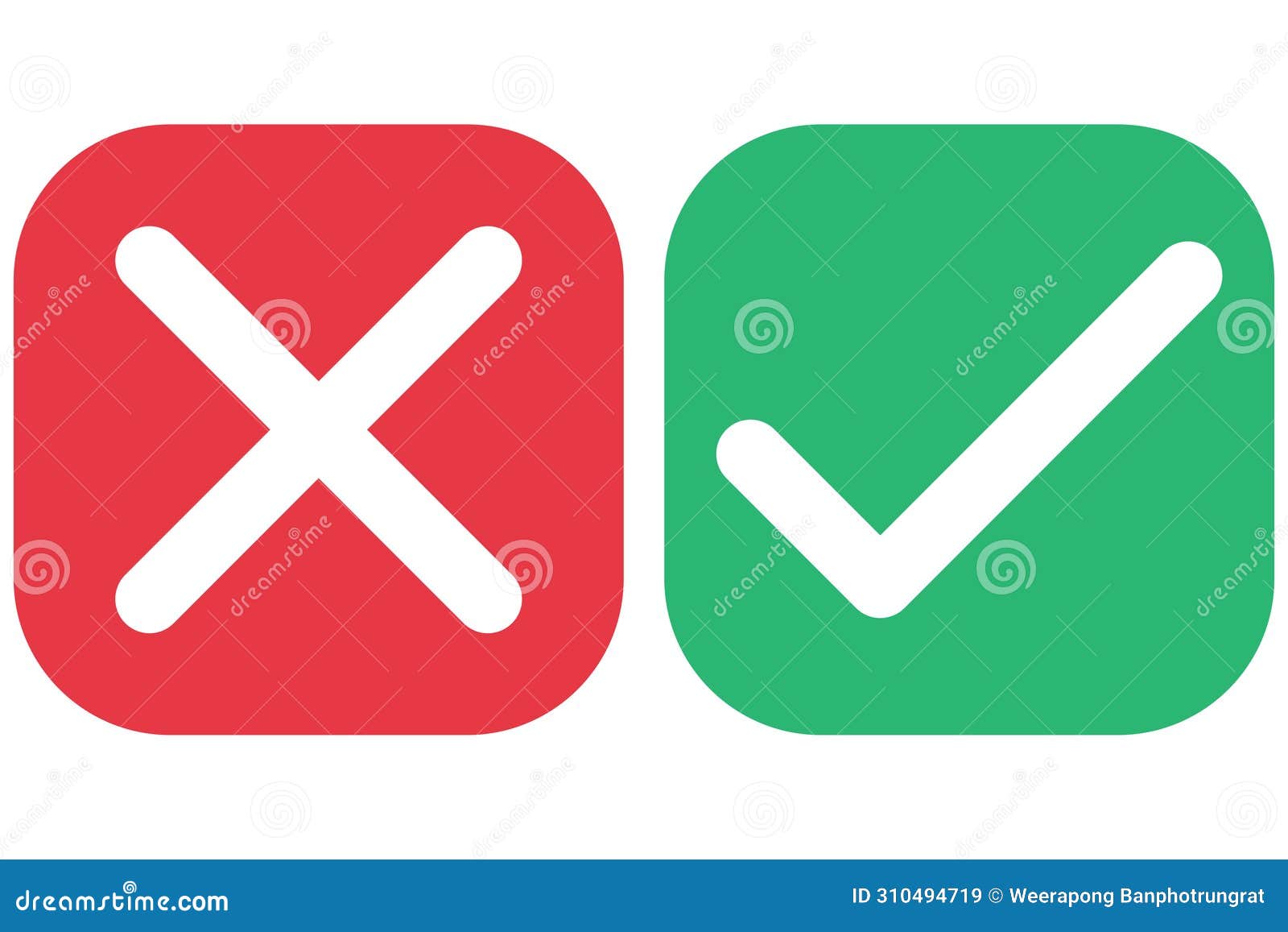 Right and Wrong Icon with Green and Red, Correct and Incorrect Symbol ...