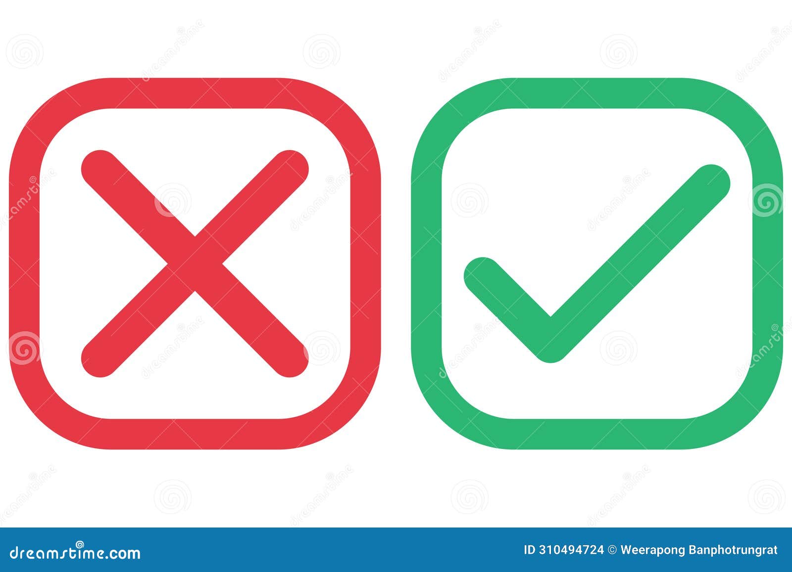 Right and Wrong Icon with Green and Red, Correct and Incorrect Symbol ...