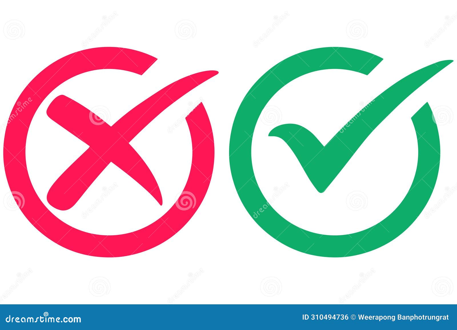 Right and Wrong Icon with Green and Red, Correct and Incorrect Symbol ...