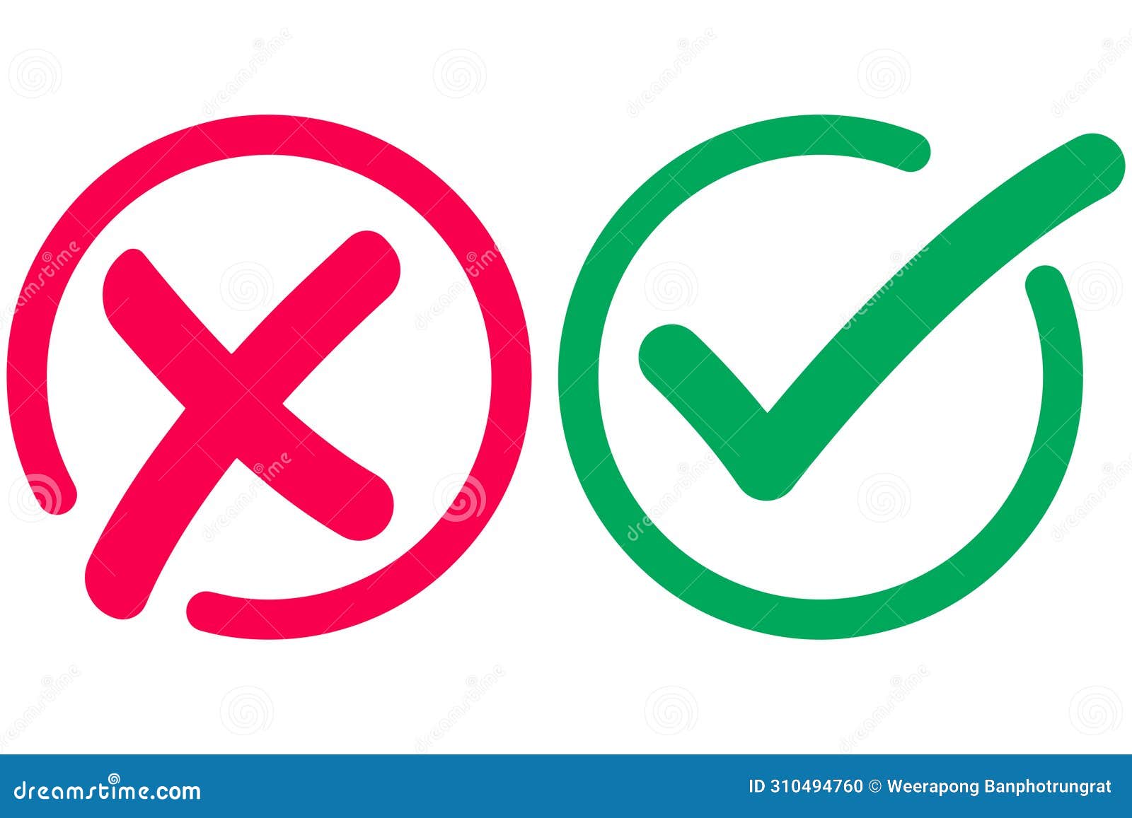 Right and Wrong Icon with Green and Red, Correct and Incorrect Symbol ...