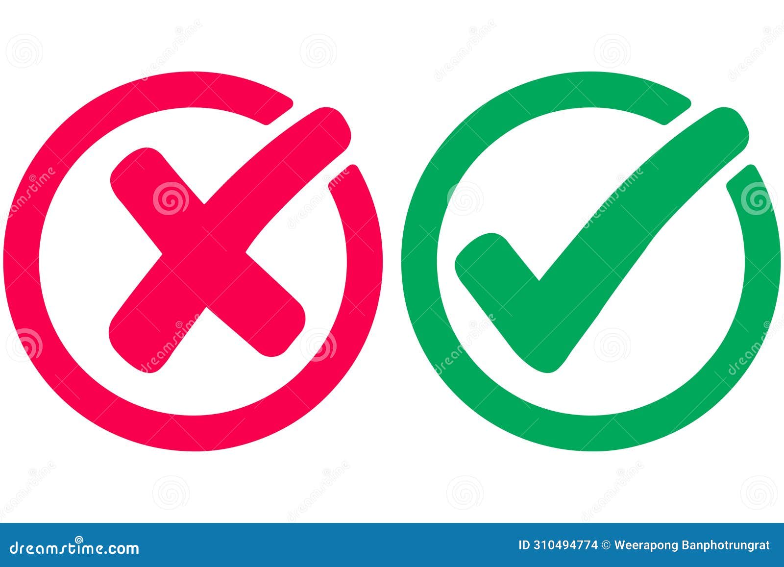 Right and Wrong Icon with Green and Red, Correct and Incorrect Symbol ...