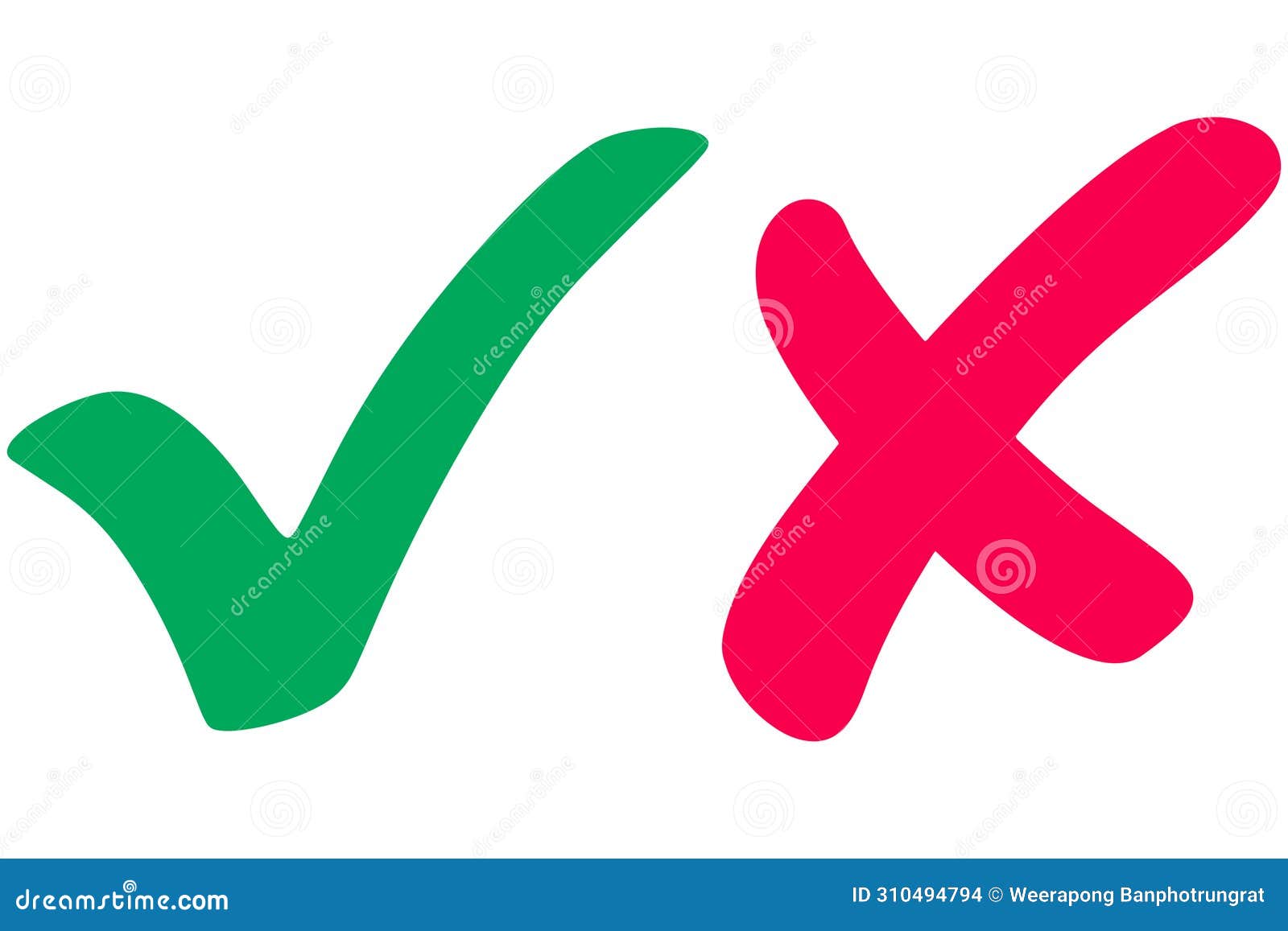 Right and Wrong Icon with Green and Red, Correct and Incorrect Symbol ...