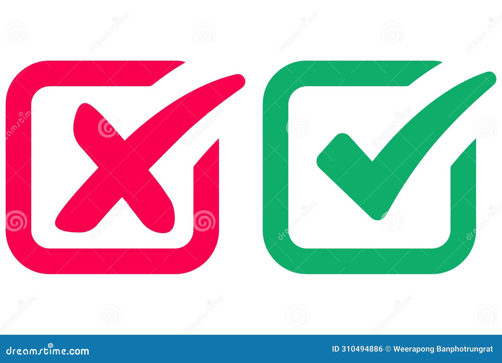 Right and Wrong Icon with Green and Red, Correct and Incorrect Symbol ...