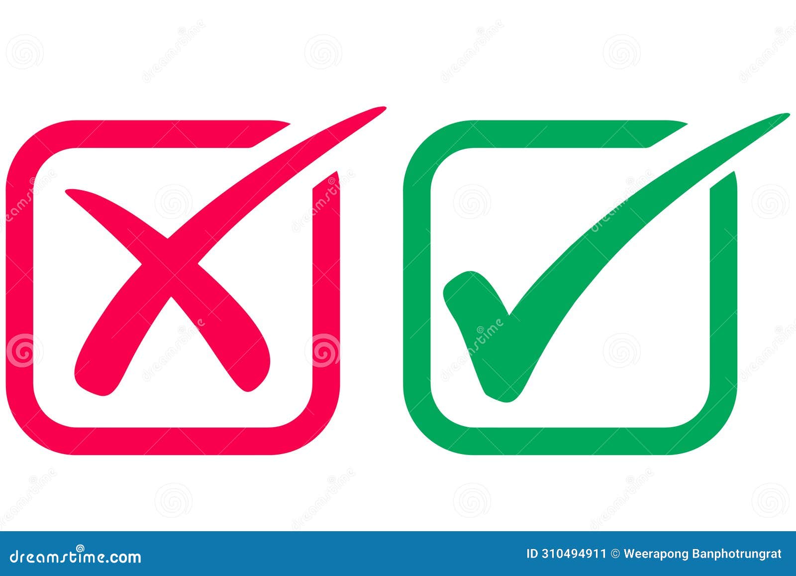 Right and Wrong Icon with Green and Red, Correct and Incorrect Symbol ...